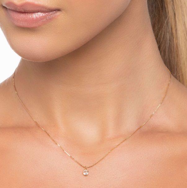 Colar Rommanel Banhado Ouro Fio Veneziana Com Ponto Luz De Zircônia ...