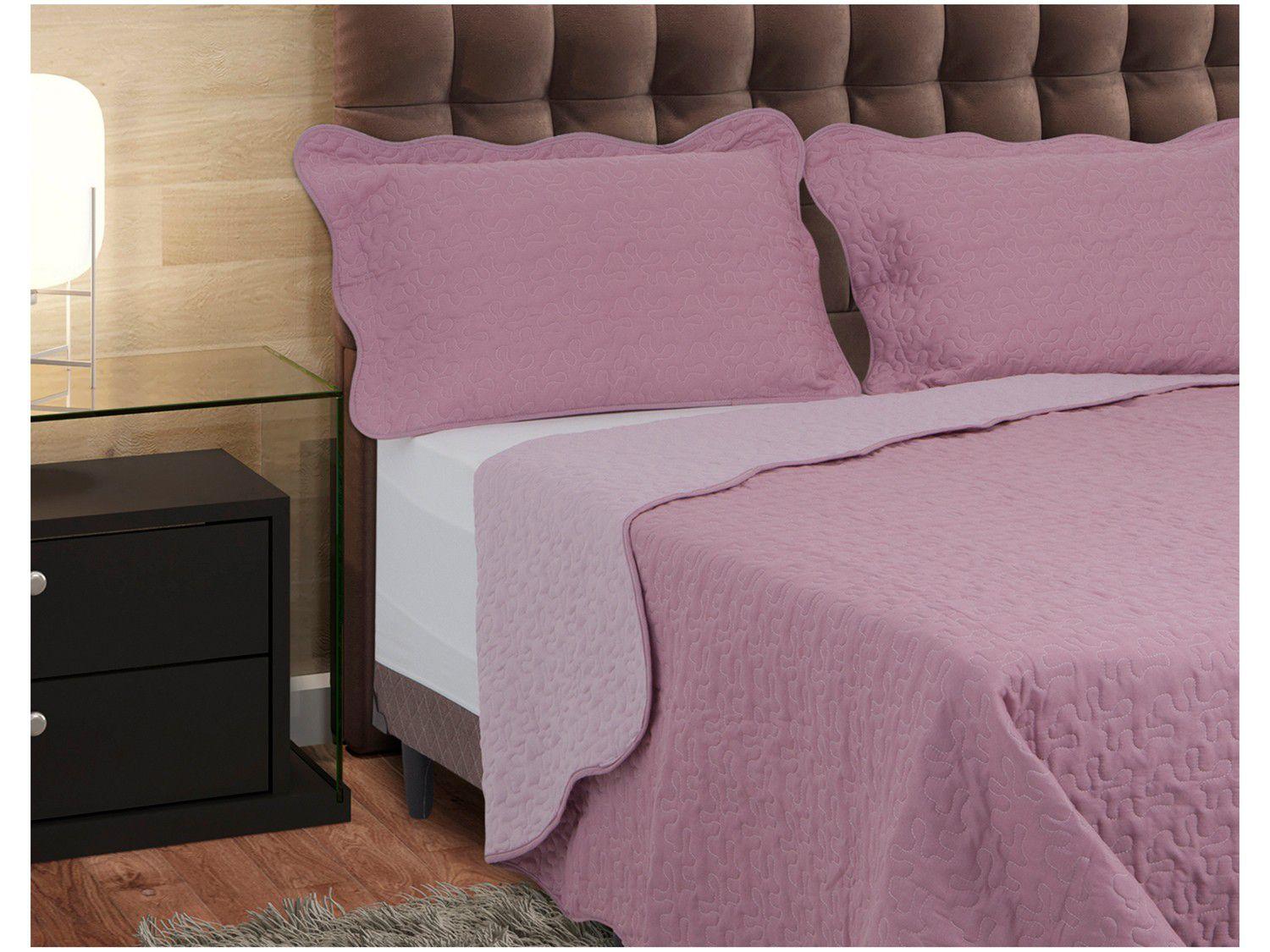 Colcha Casal Santista Boutis Rosa - 3 Peças - Cobre-Leito e Colcha ...