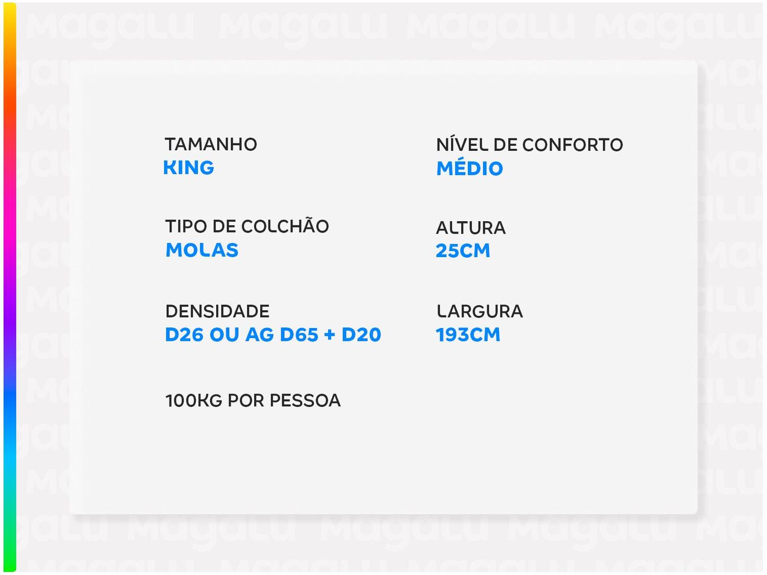 Colchão King Castor Mola Ensacadas/Pocket