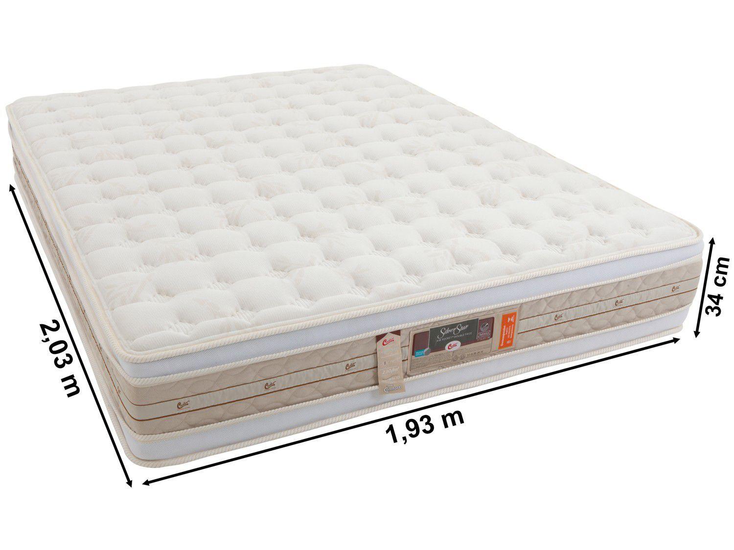 Colchão King Size Castor Mola Ensacadas/Pocket - 34cm de Altura Silver ...