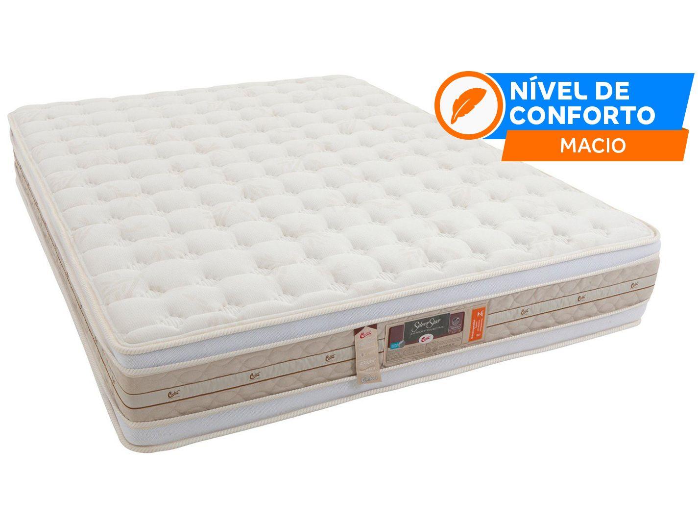 Colchão King Size Castor Mola Ensacadas/Pocket 34cm de Altura Silver Star