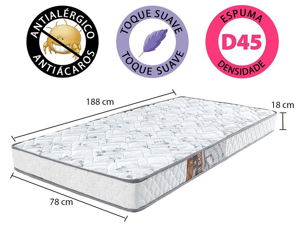 Colchão Solteiro D45 Espuma Ortopédico Firme Certificada Bf Colchões ...