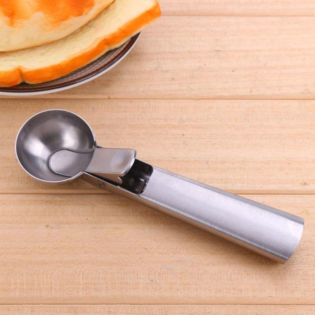 Colher De Sorvete Inox Com Ejetor de Bola Concha Profissional Sobremesa ...