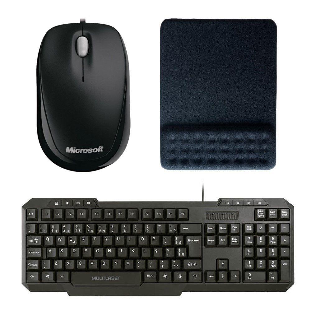 Combo Office - Mouse Com Fio Compact Microsoft, Teclado Multímidia Slim ...