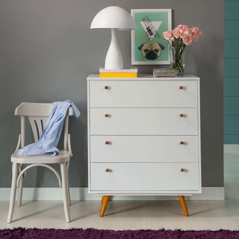 Cômoda Retrô Plus 4 GV Branco Acetinado - Mobly - Cômoda - Magazine Luiza