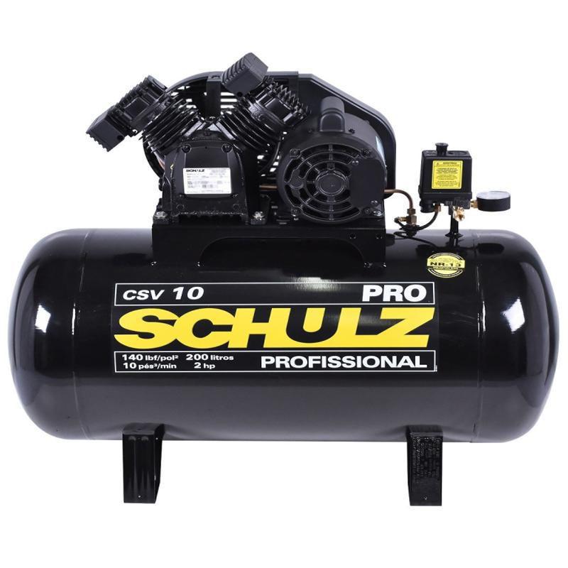 Compressor 10 Pés 200 Litros 140 Libras 2,0 HP CSV-10/200 PRO SCHULZ ...