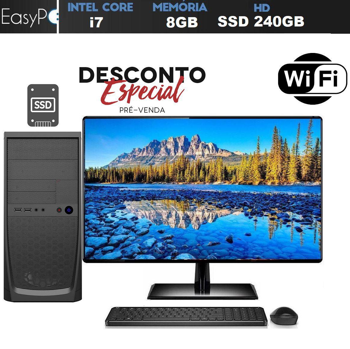 Computador Desktop Completo Monitor HDMI 19.5” Intel Core i7 8GB SSD ...