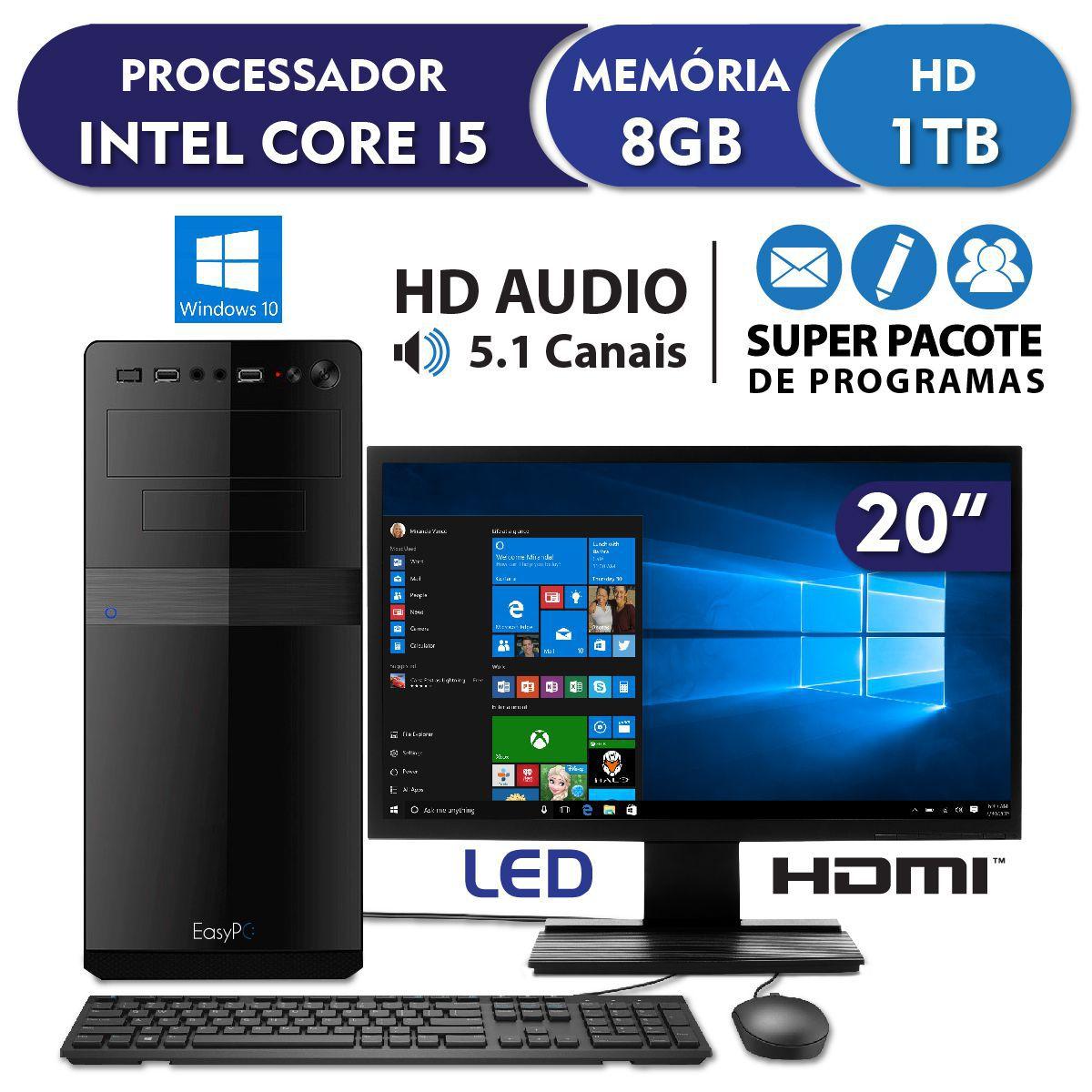 Computador EasyPC Standard Intel Core i5 8GB DDR3 HD 1TB HDMI FullHD ...