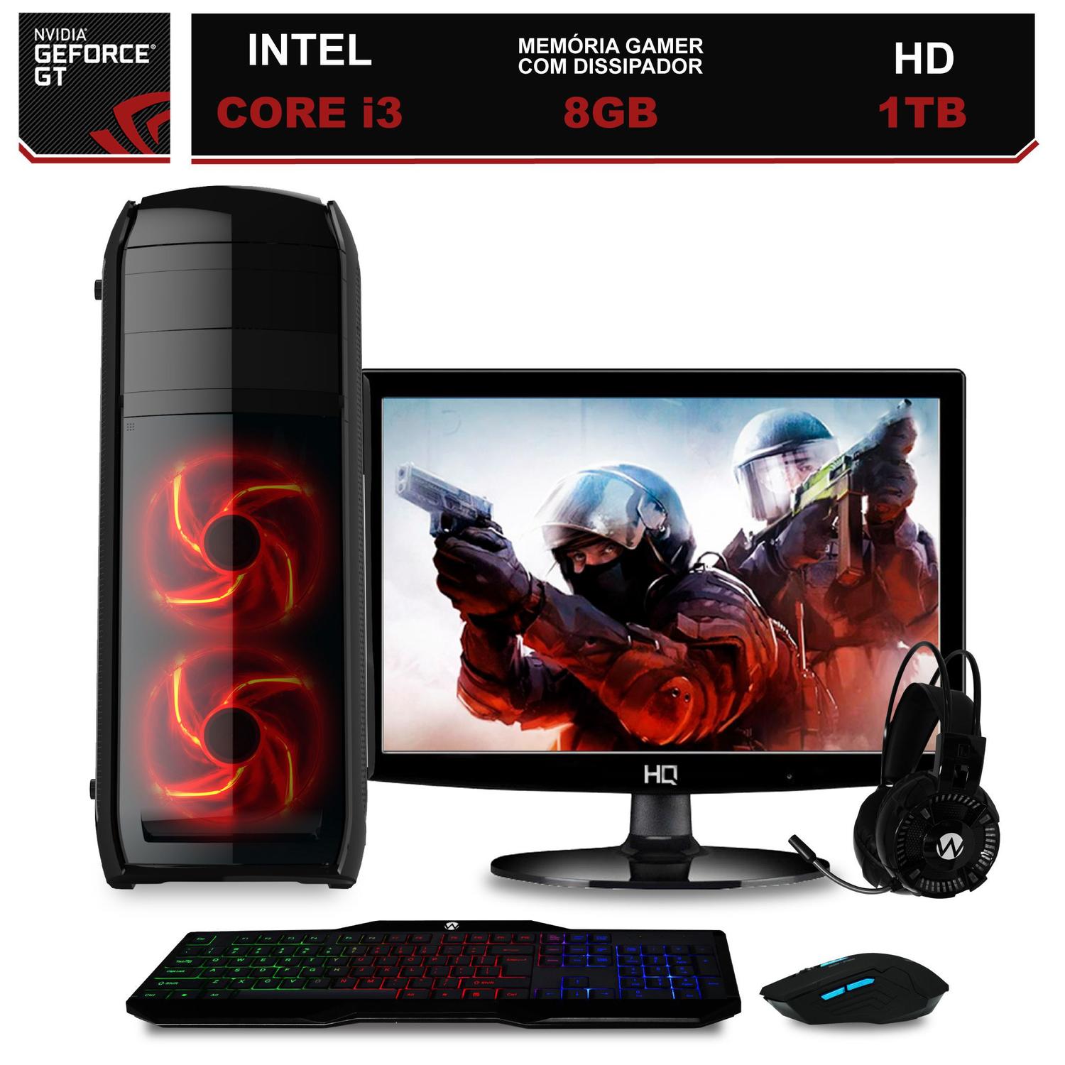 Computador Gamer Completo com Monitor LED Intel Core i3 8GB HD 1TB ...