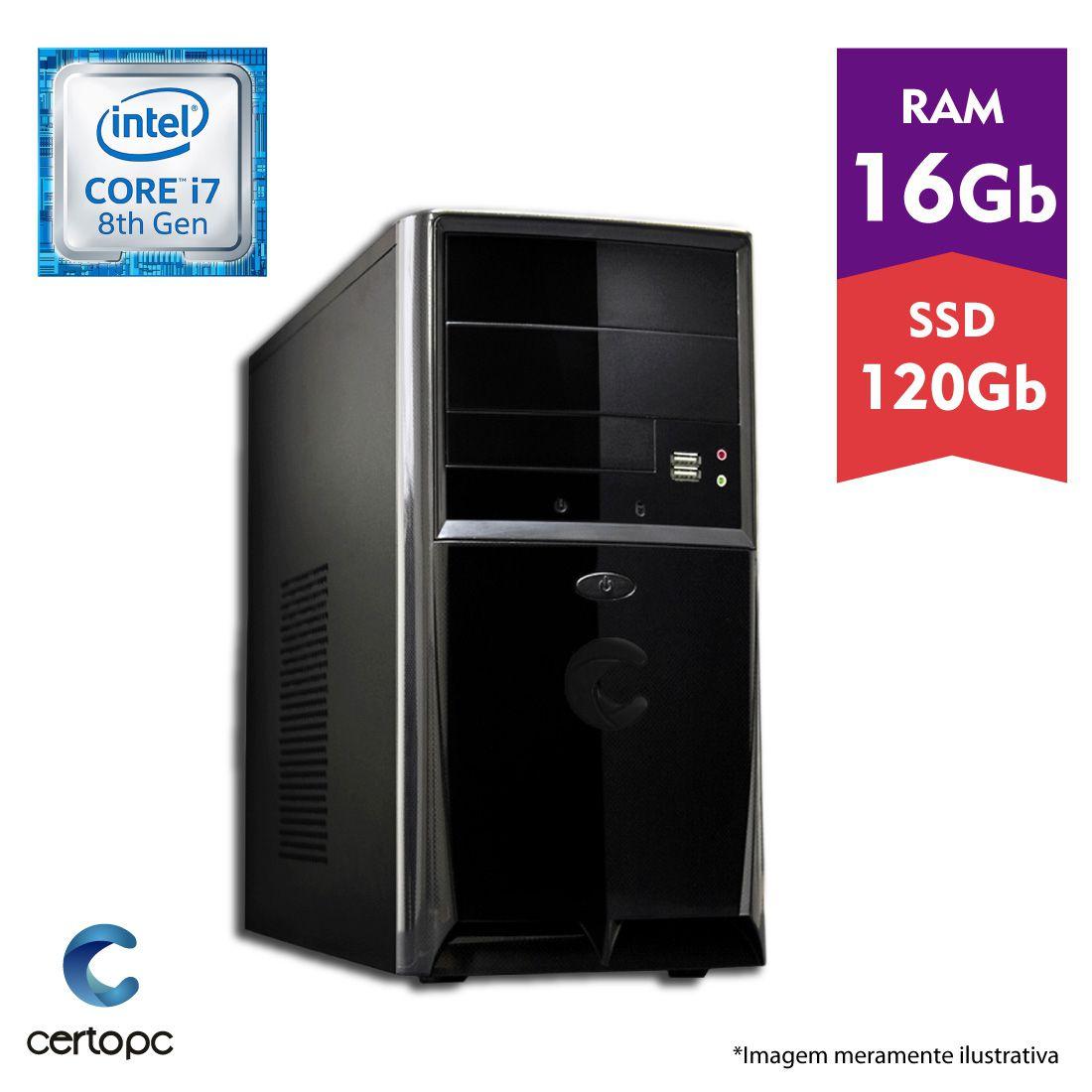 Computador Intel Core i7 8 Geração 16GB SSD 120GB Certo PC Desempenho ...