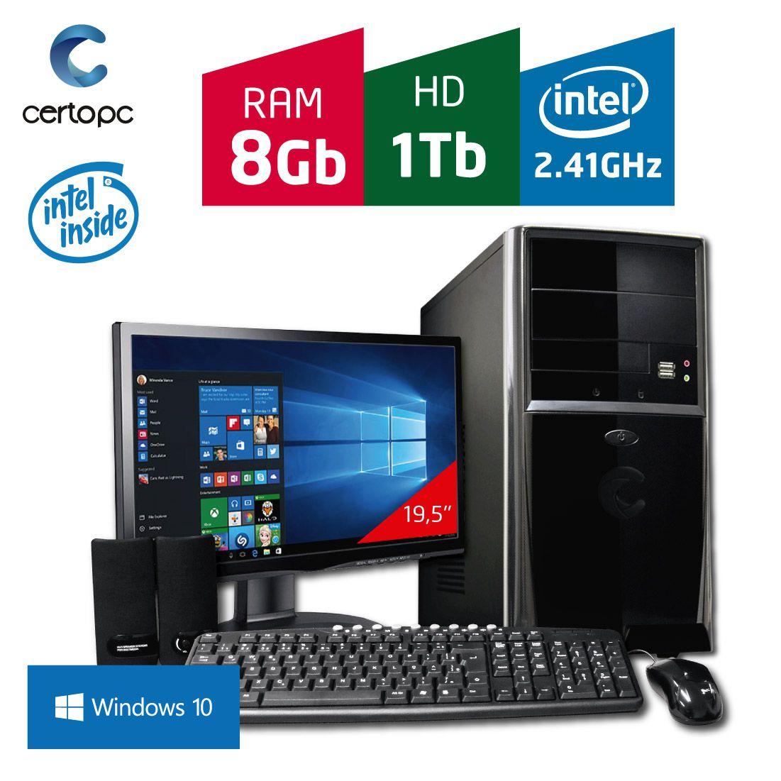 Computador + Monitor 19,5'' Intel Dual Core 2.41GHz 8GB HD 1TB com ...