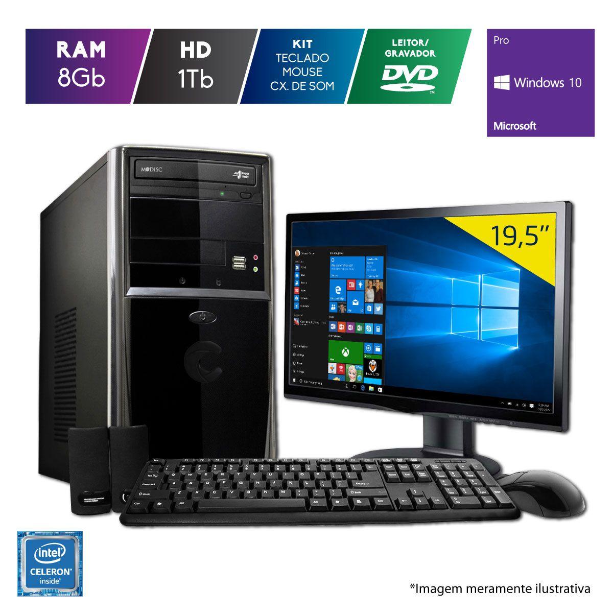 Computador + Monitor 19,5'' Intel Dual Core 2.41GHz 8GB HD 1TB DVD c ...