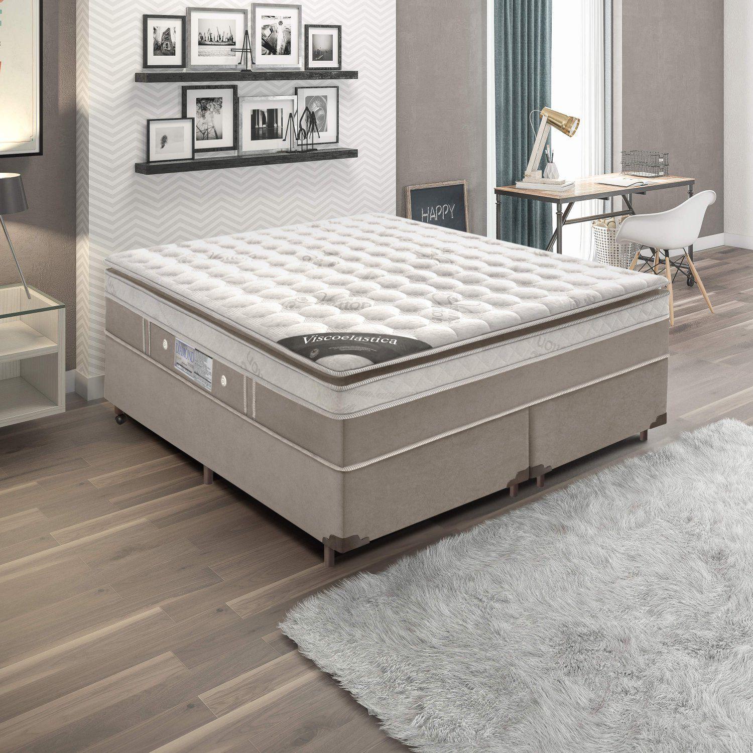 Conjunto Cama Box Casal Diamond Somopar Bege - - Cama Box - Magazine Luiza