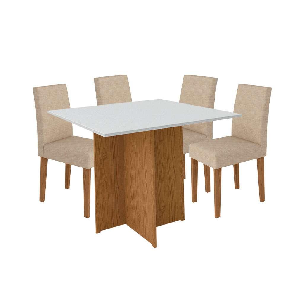 Conjunto de Mesa de Jantar Mariana com 4 Cadeiras Estofada Giovana ...