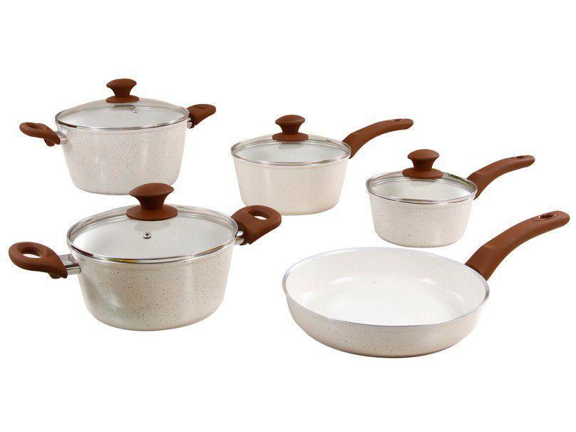 Conjunto de Panelas Brinox Ceramic Life 4.5 Vanilla 5 Peças