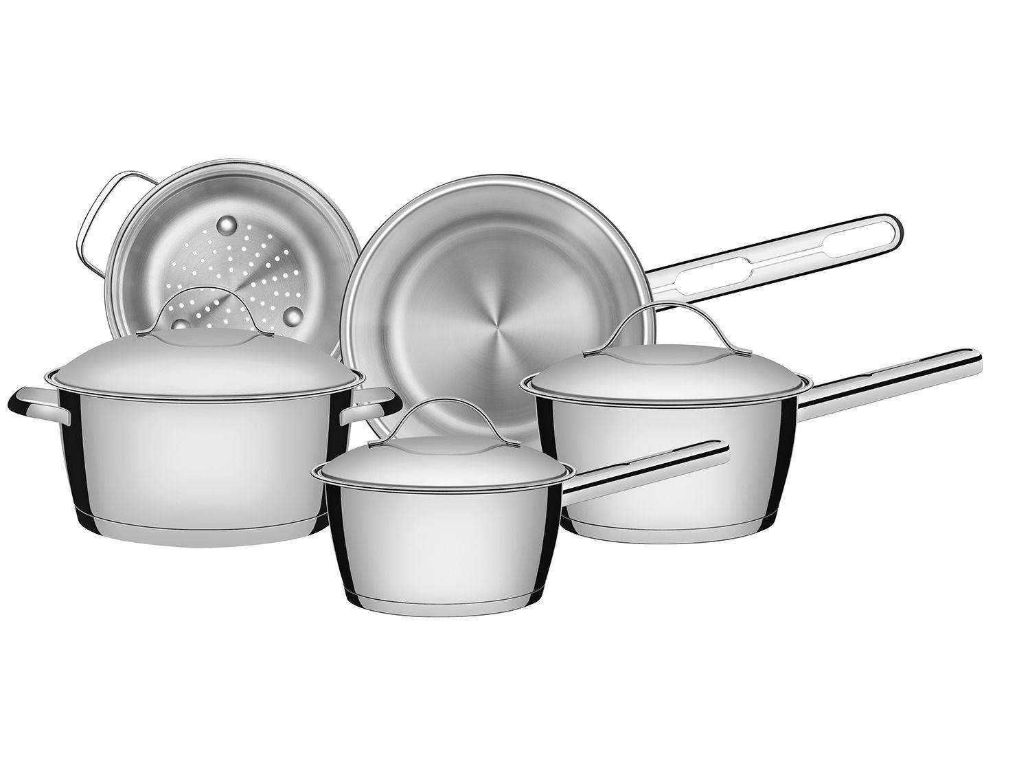 Conjunto de Panelas Tramontina Allegra Inox - 5 Peças Fundo Triplo ...