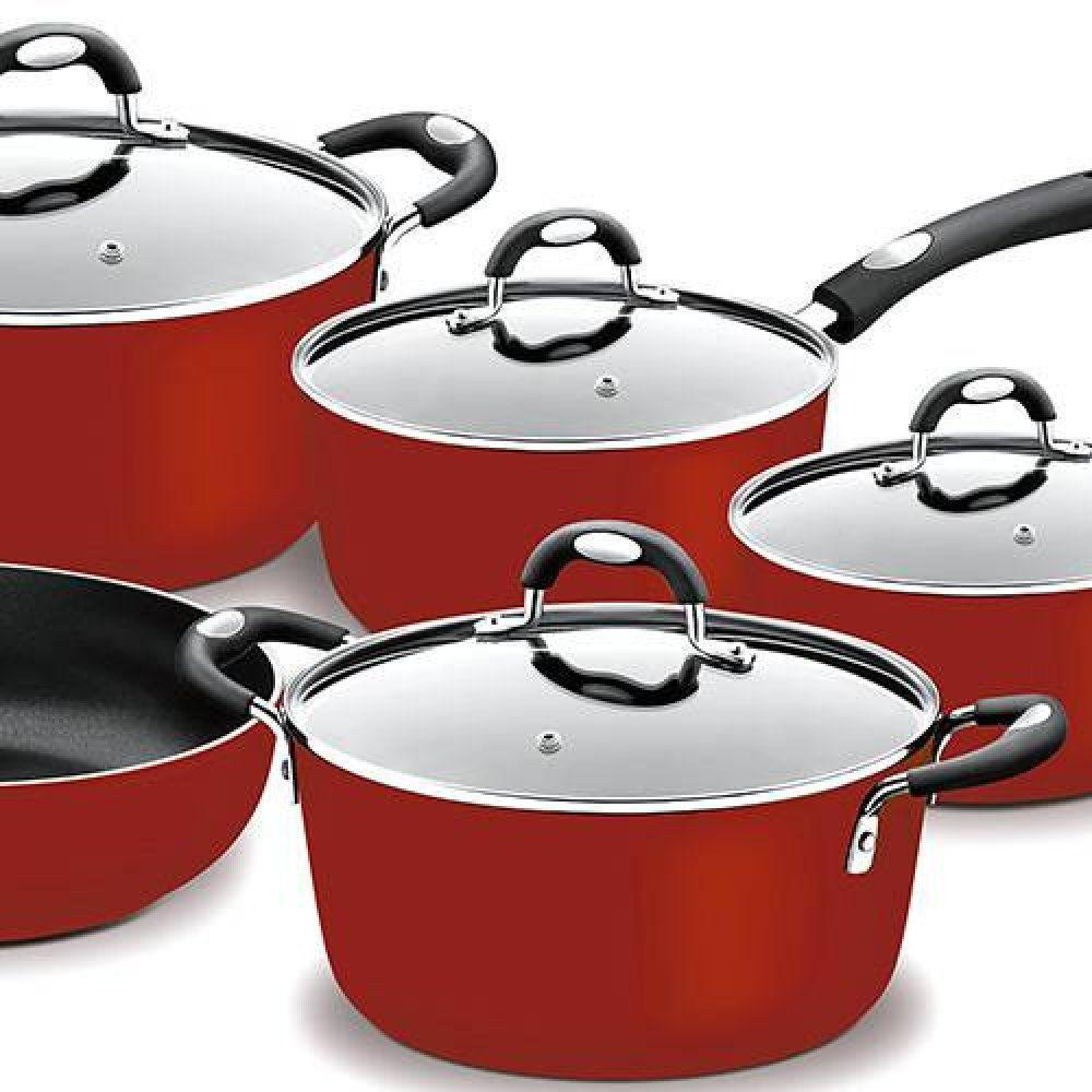 Conjunto de Panelas Tramontina Mônaco 5 Peças - Vermelho - Jogo de ...