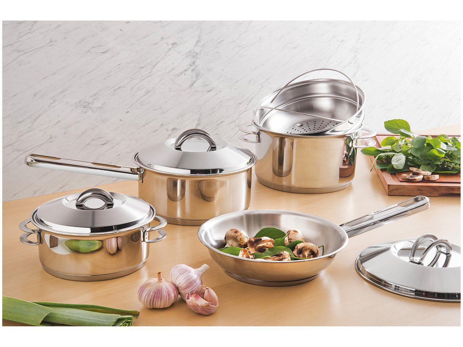 Conjunto de Panelas Tramontina Solar 65510/783 - Aço Inox 5 Peças Fundo ...