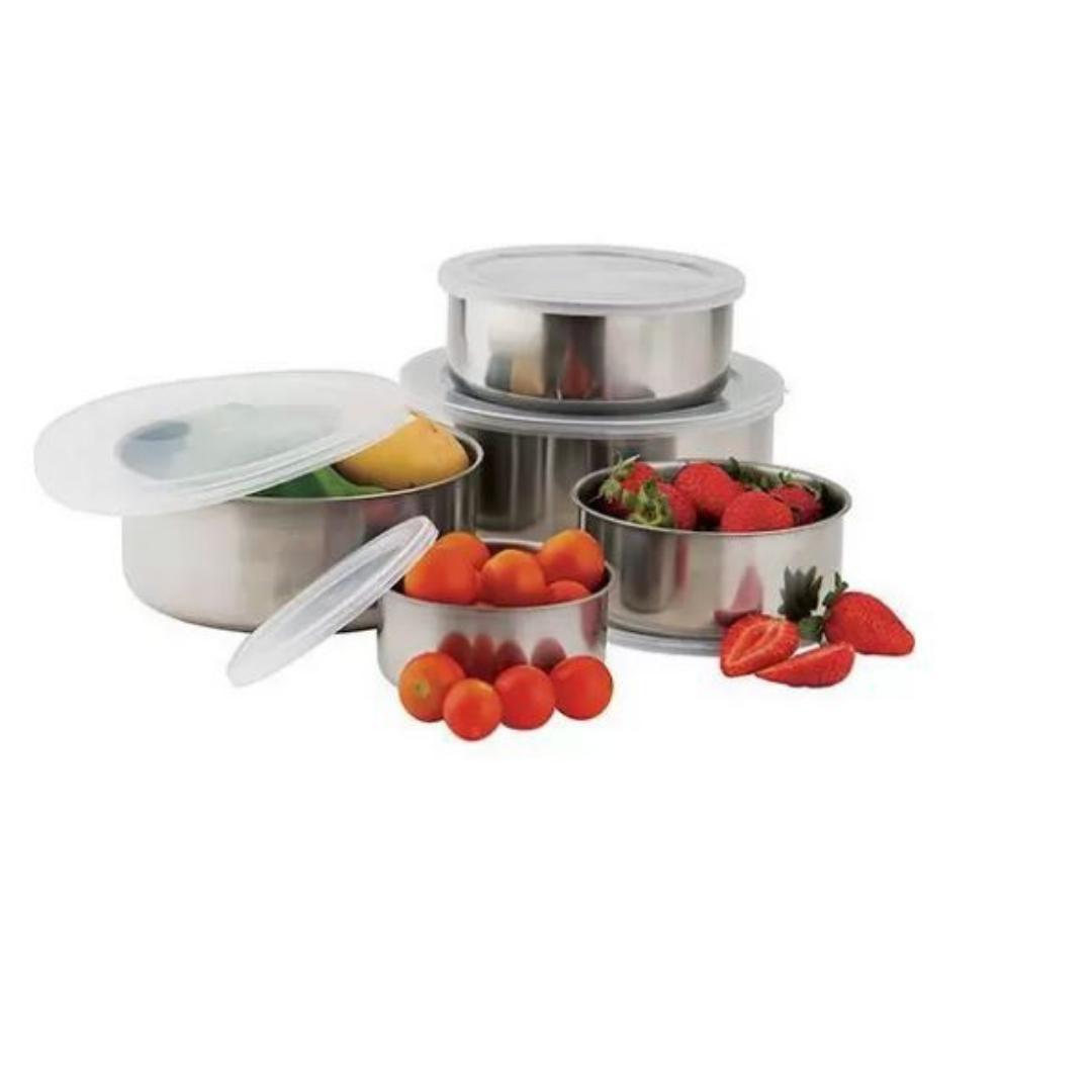 Conjunto De Potes Inox 5 Peças Com Tampa - Além mar - Pote - Magazine Luiza