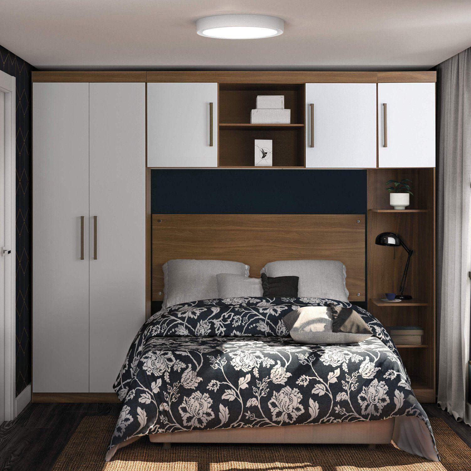 Conjunto Guarda Roupa Modulado e Cabeceira Casal 4 Peças Sauá ...