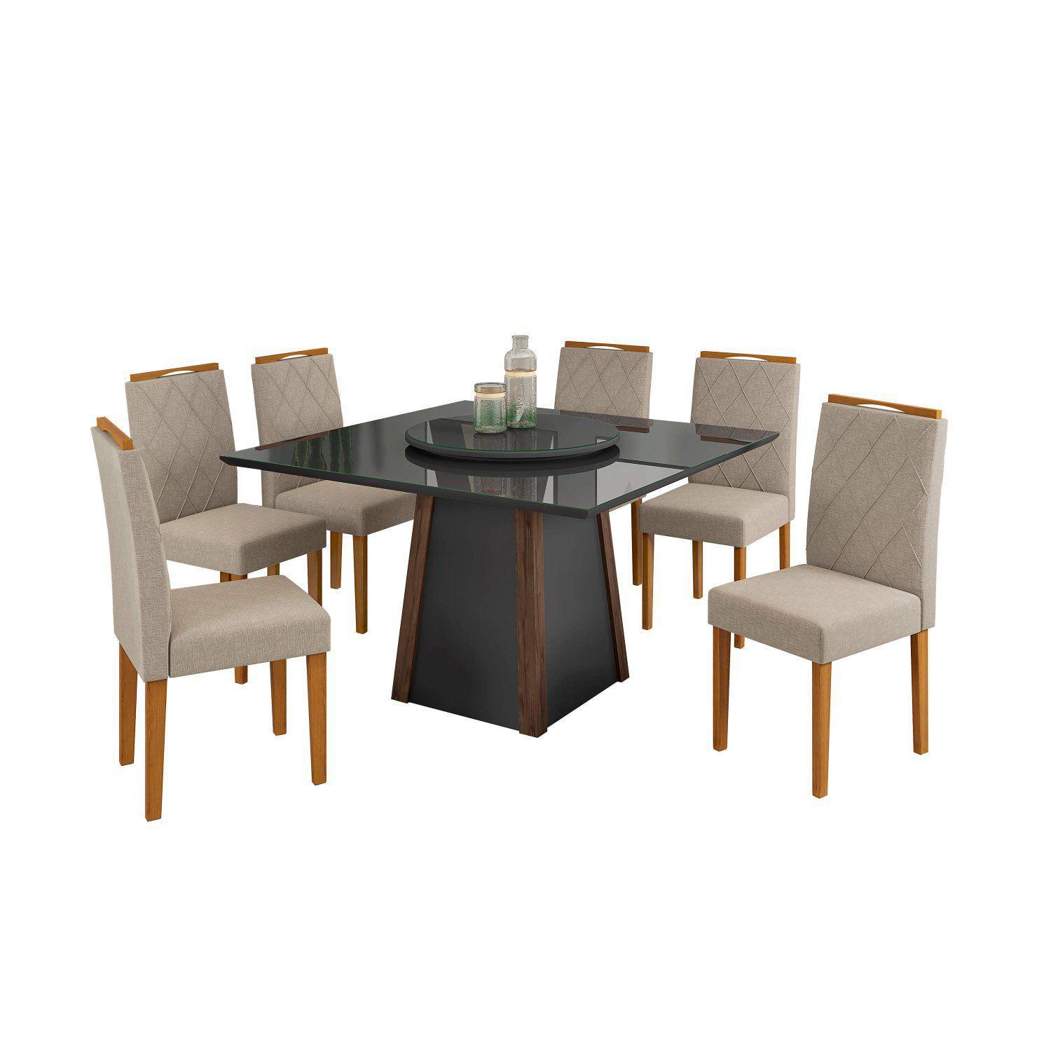 Conjunto Mesa Julia Tampo Giratório 6 Cadeiras New Ceval - New Ceval ...