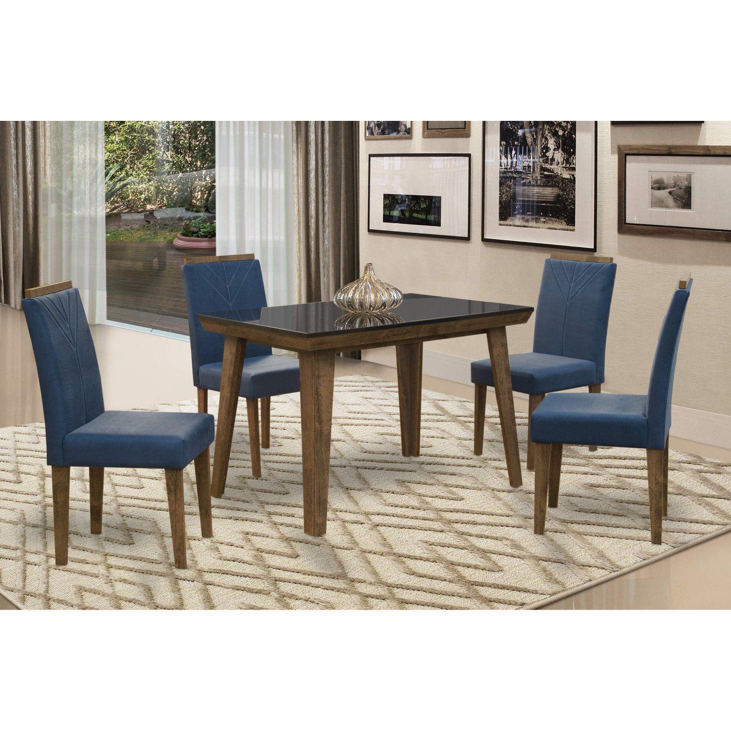 Conjunto Mesa Tampo em Vidro 4 Cadeiras Amanda New Ceval Móveis Álamo ...