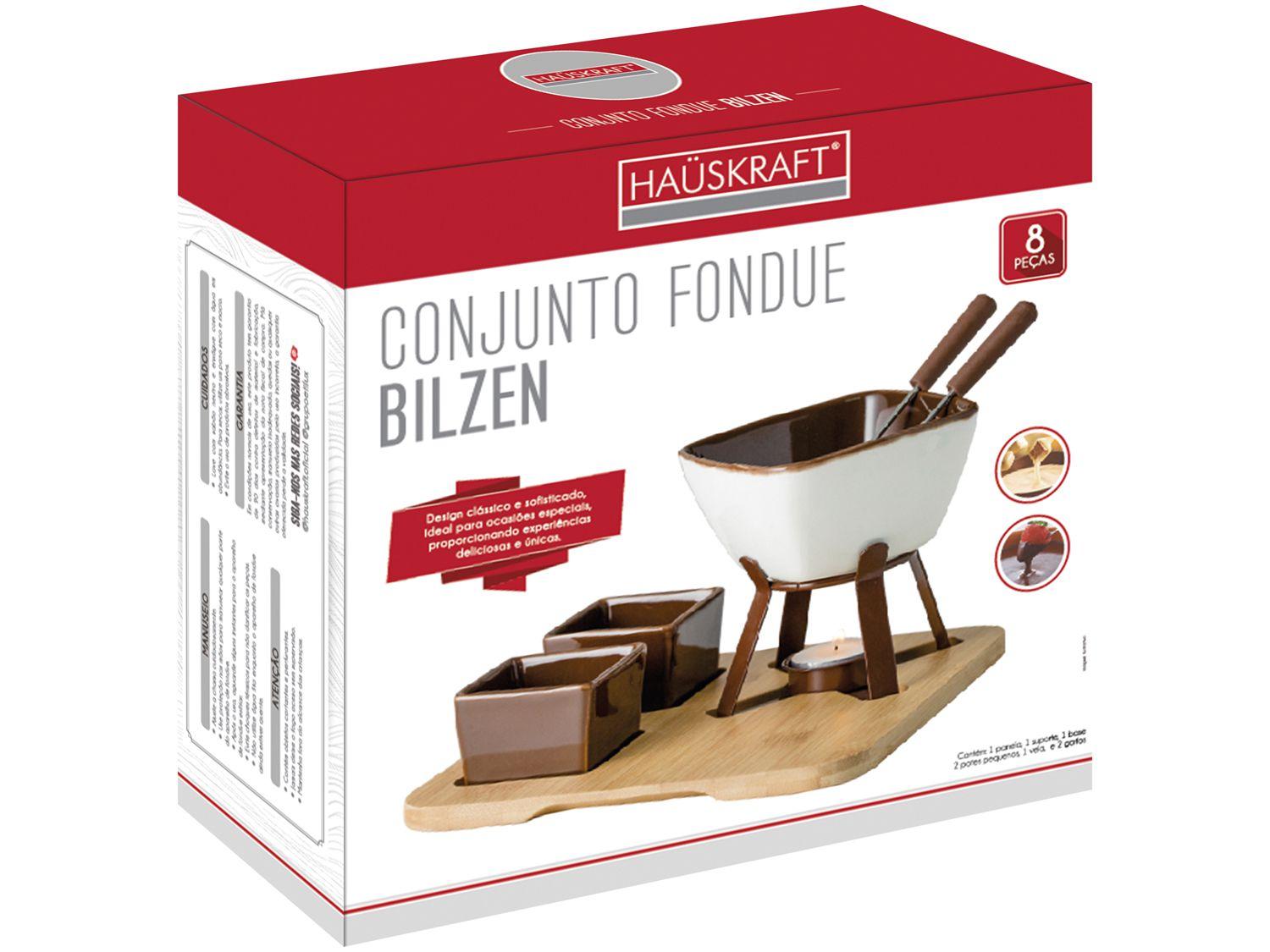 Conjunto Raclette e Aparelho de Fondue Cerâmica Hauskraft Branco e ...