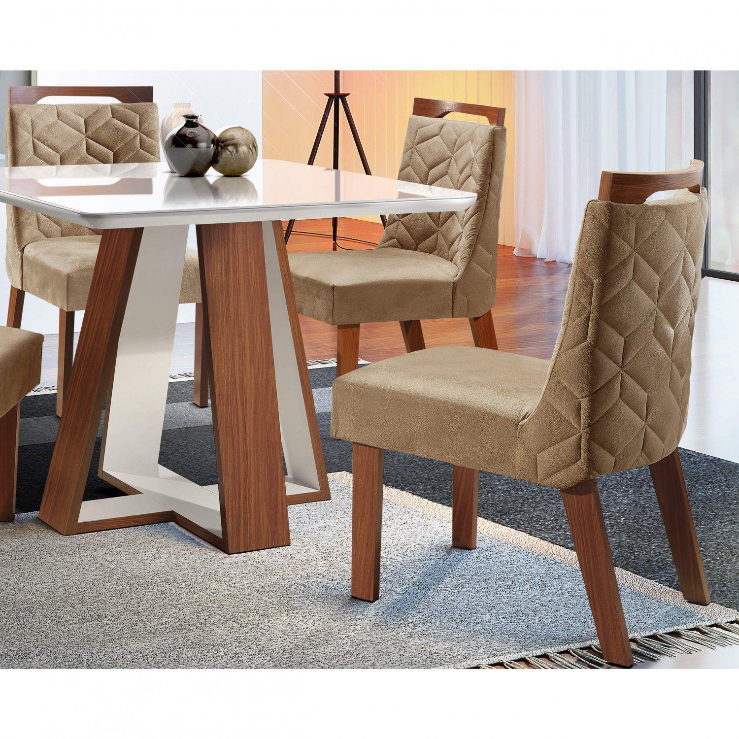 Conjunto Sala de Jantar Grécia 4 Cadeiras Hera Chanfro Premium LJ ...