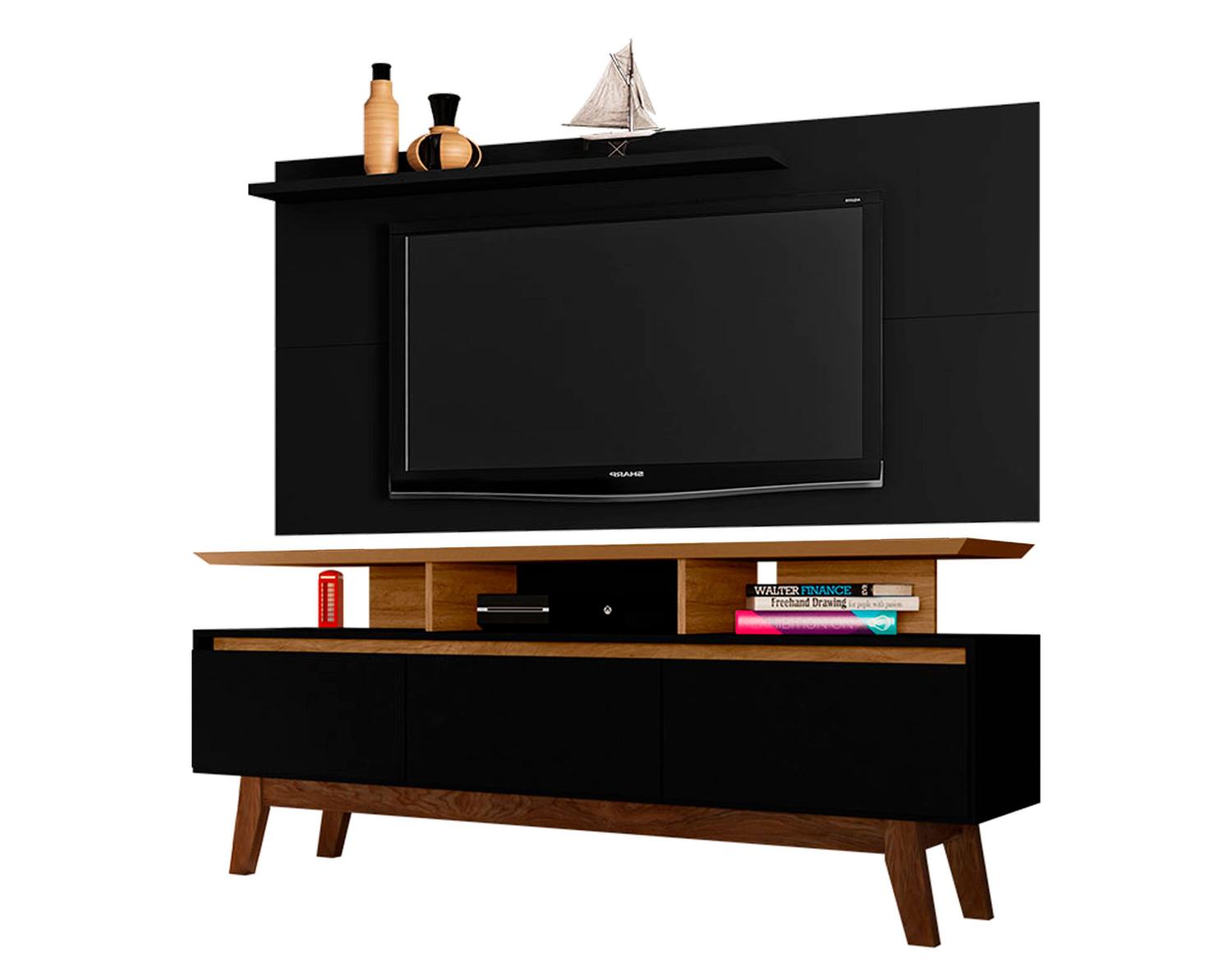 Conjunto Sala TV Rack 3 Portas Painel 55 Pol. Ap. Opala - MOVEIS ...