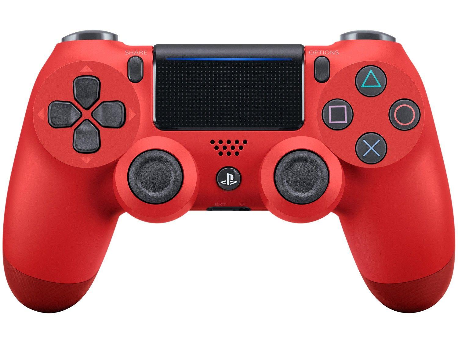 Controle para PS4 e PC Sem Fio Dualshock 4 Sony Vermelho Controle PS4 Magazine Luiza