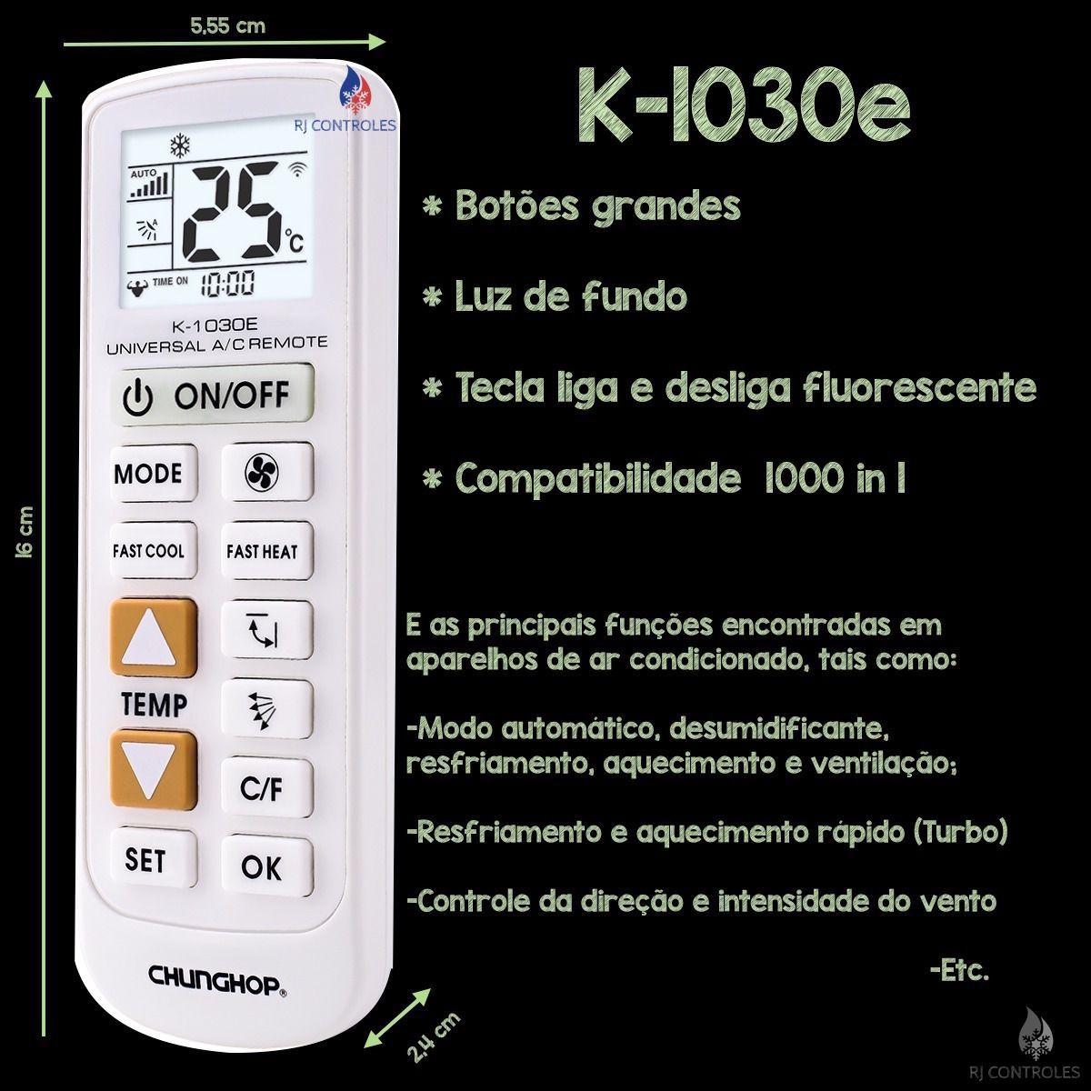 Controle Remoto Universal para Ar Condicionado Split Bosch Brastemp ...