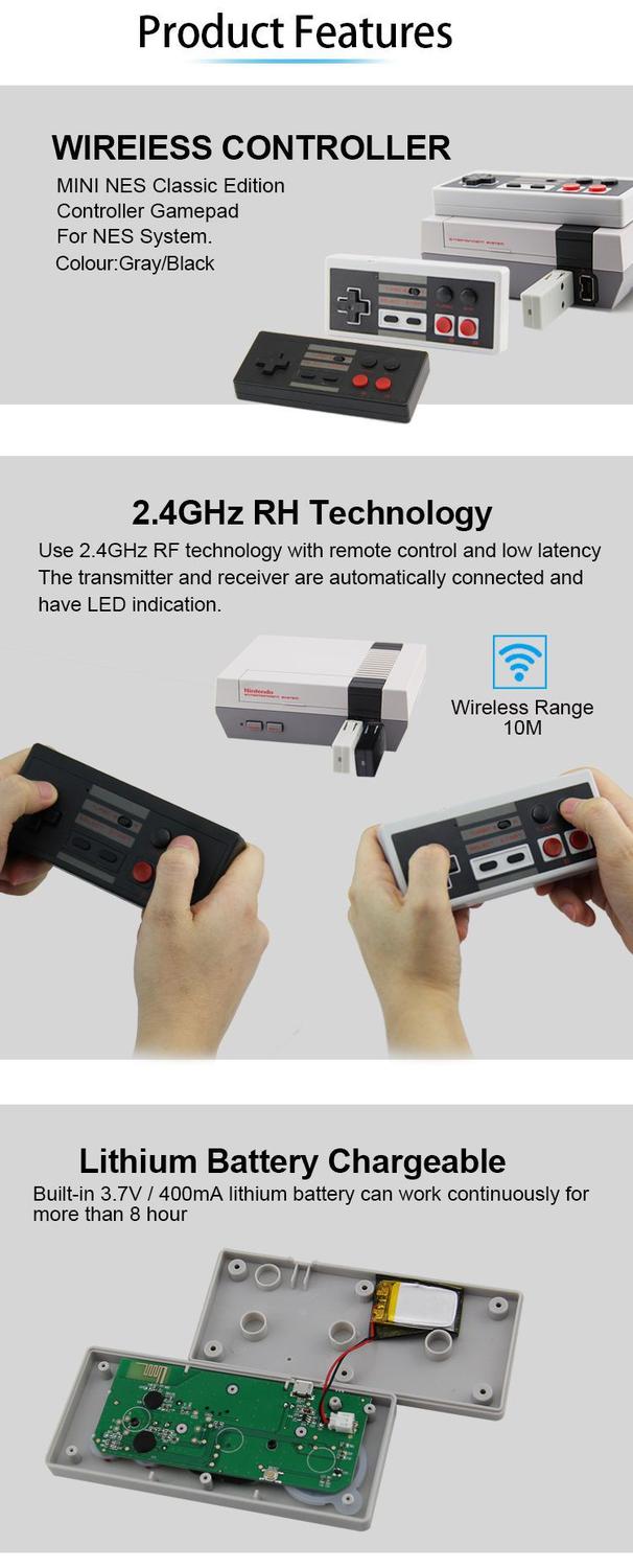 Controle Sem Fio Turbo Classic Mini Nintendo Nes Snes Wii