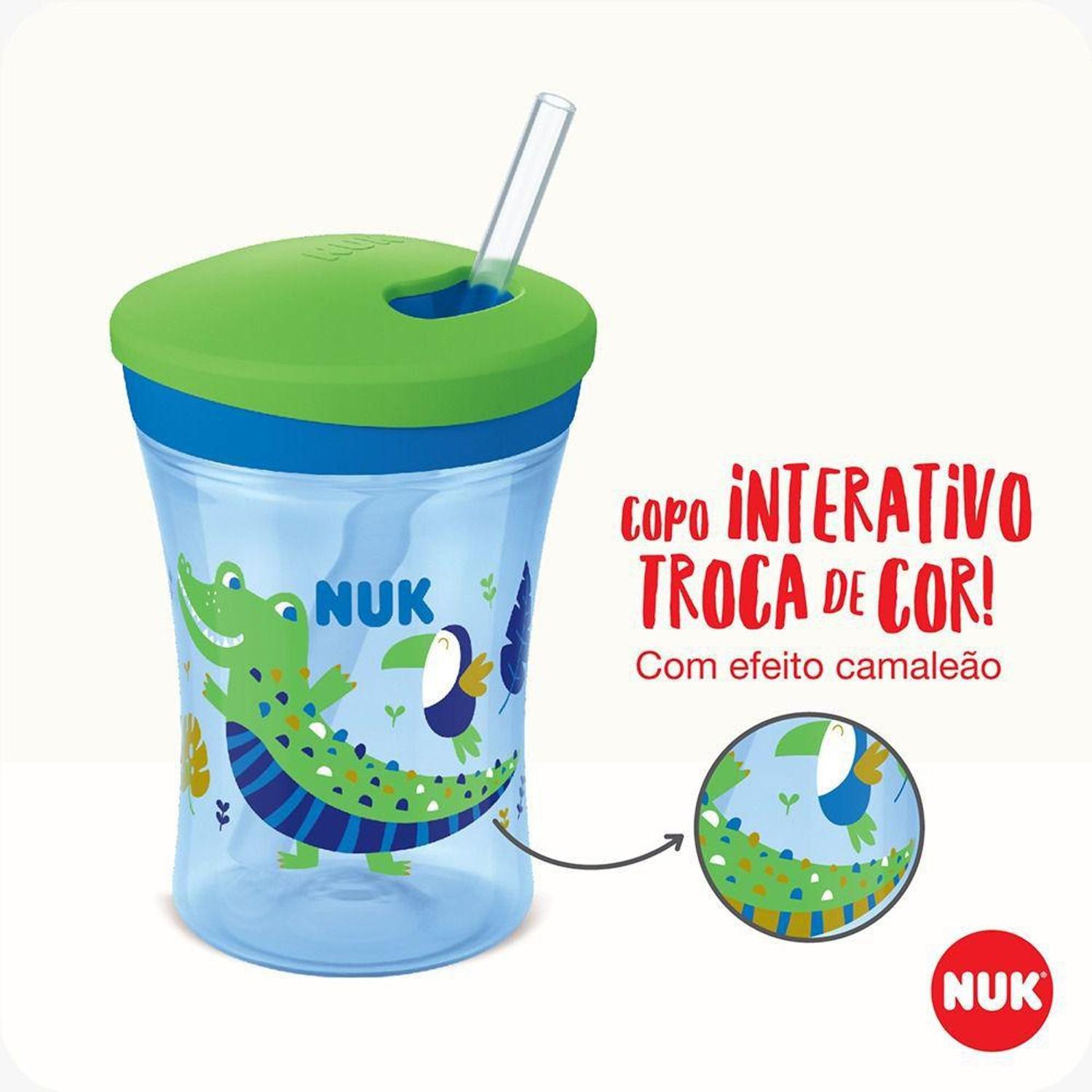 Copo Evolution Action C/Canudo 230ml +12m Muda Cor Azul Nuk - Copos - Magazine Luiza