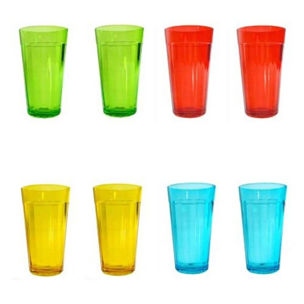 Copo Long Drink Americano 450ml Coloridos Vidro - 8 Unidades - NF - Copos - Magazine Luiza