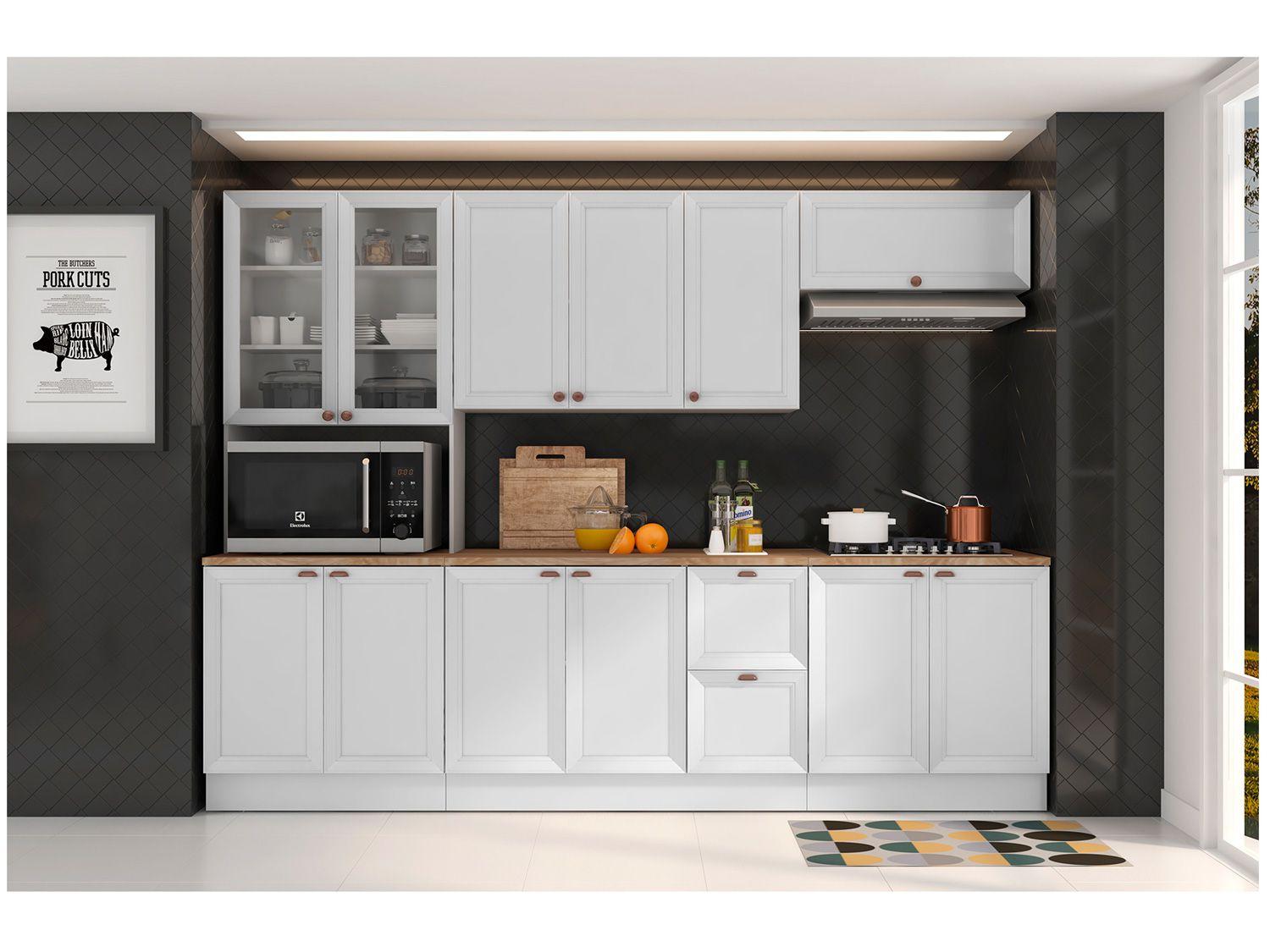 Cozinha Completa Poliman Móveis Unna com Balcão com Nicho para Micro ...