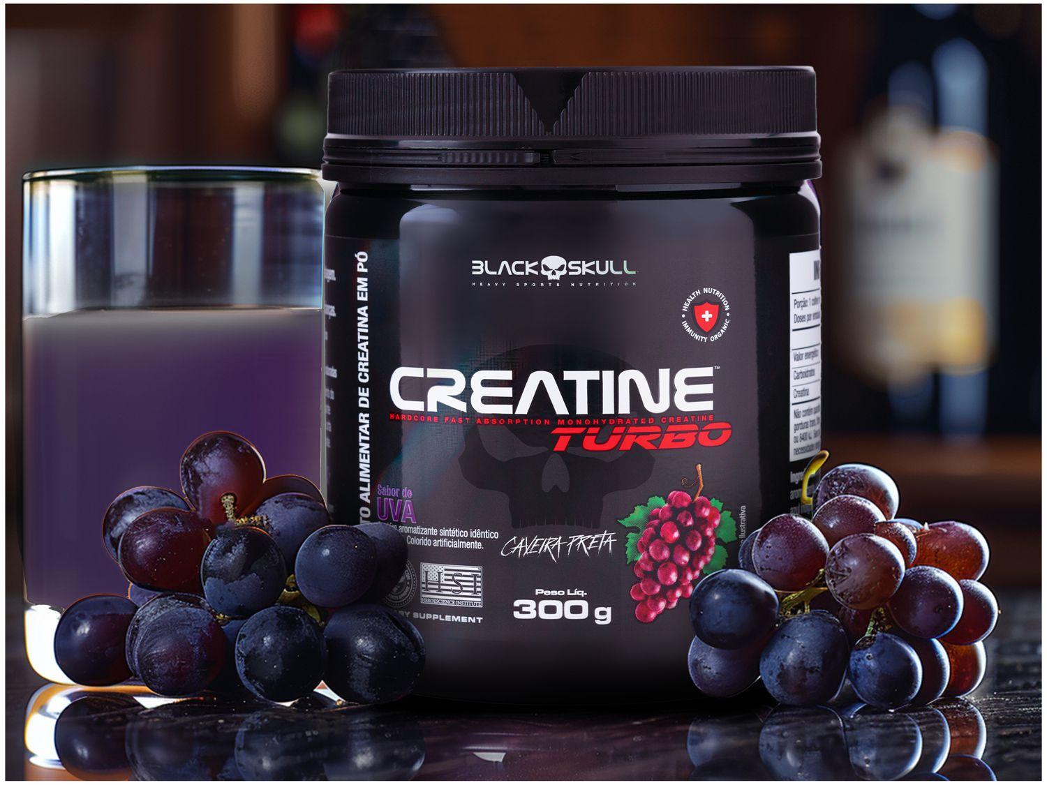 Creatina Mono-hidratada Black Skull Caveira Preta Creatine Turbo em Pó Uva