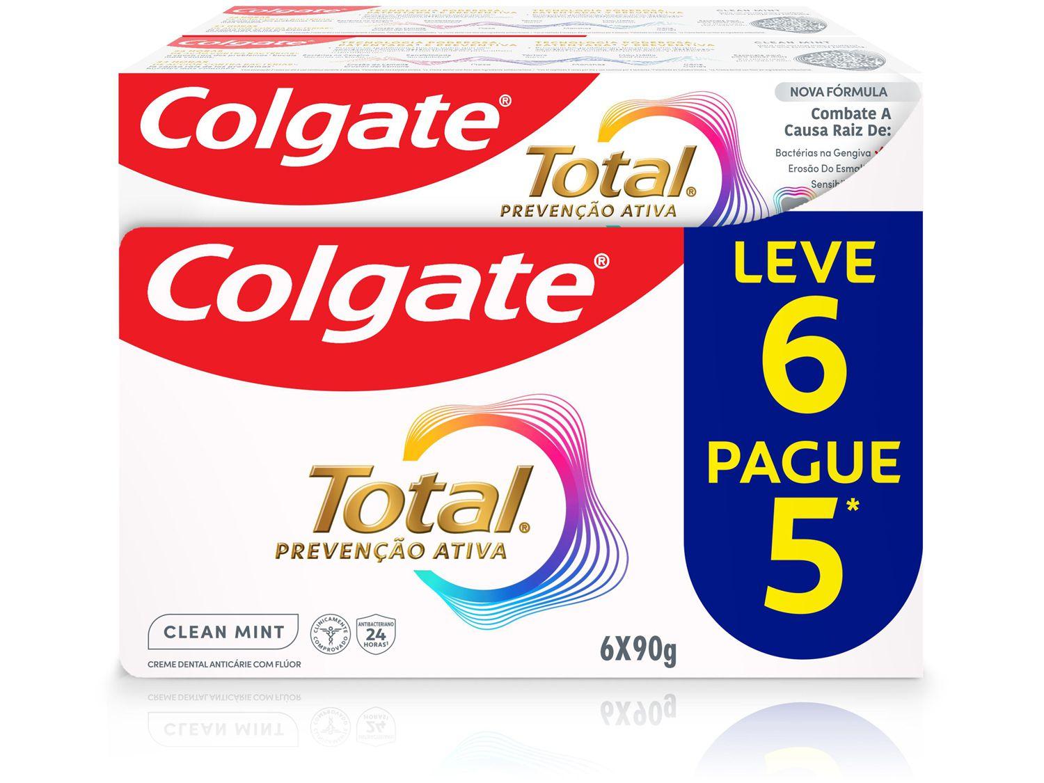 Creme Dental Colgate Clean Mint Total 12 90g 6 Unidades
