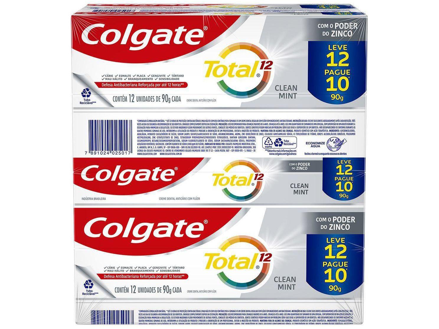 Creme Dental Colgate Total 12 90g Cada 12 Unidades