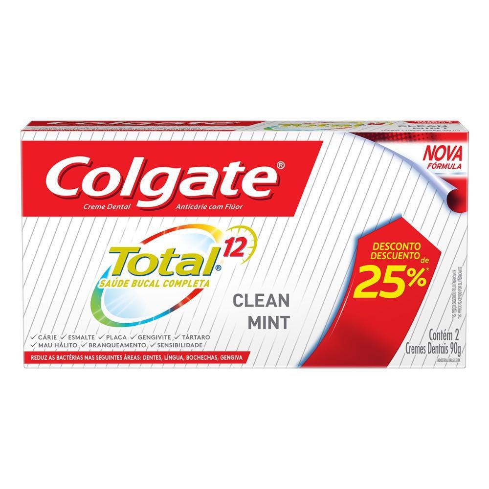 Creme Dental Colgate Total 12 Clean Mint 90g 2 Unidades - Creme e Gel ...