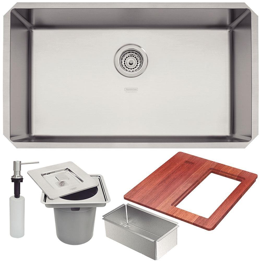 Cuba Tramontina Design Collection Quadrum Undermount Aço Inox 70x40 cm ...