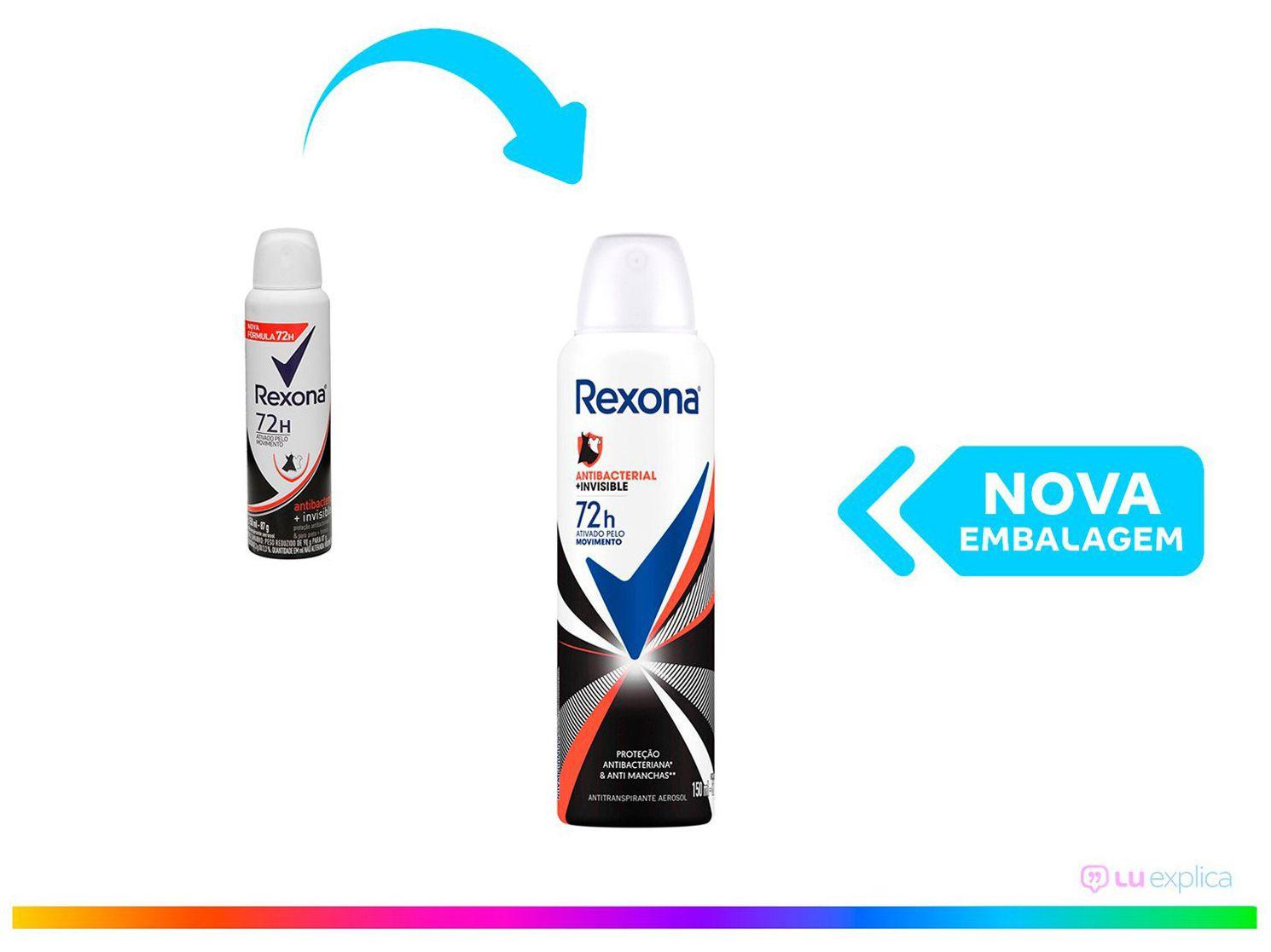 Desodorante Aerossol Antitranspirante Rexona Antibacterial + Invisible ...