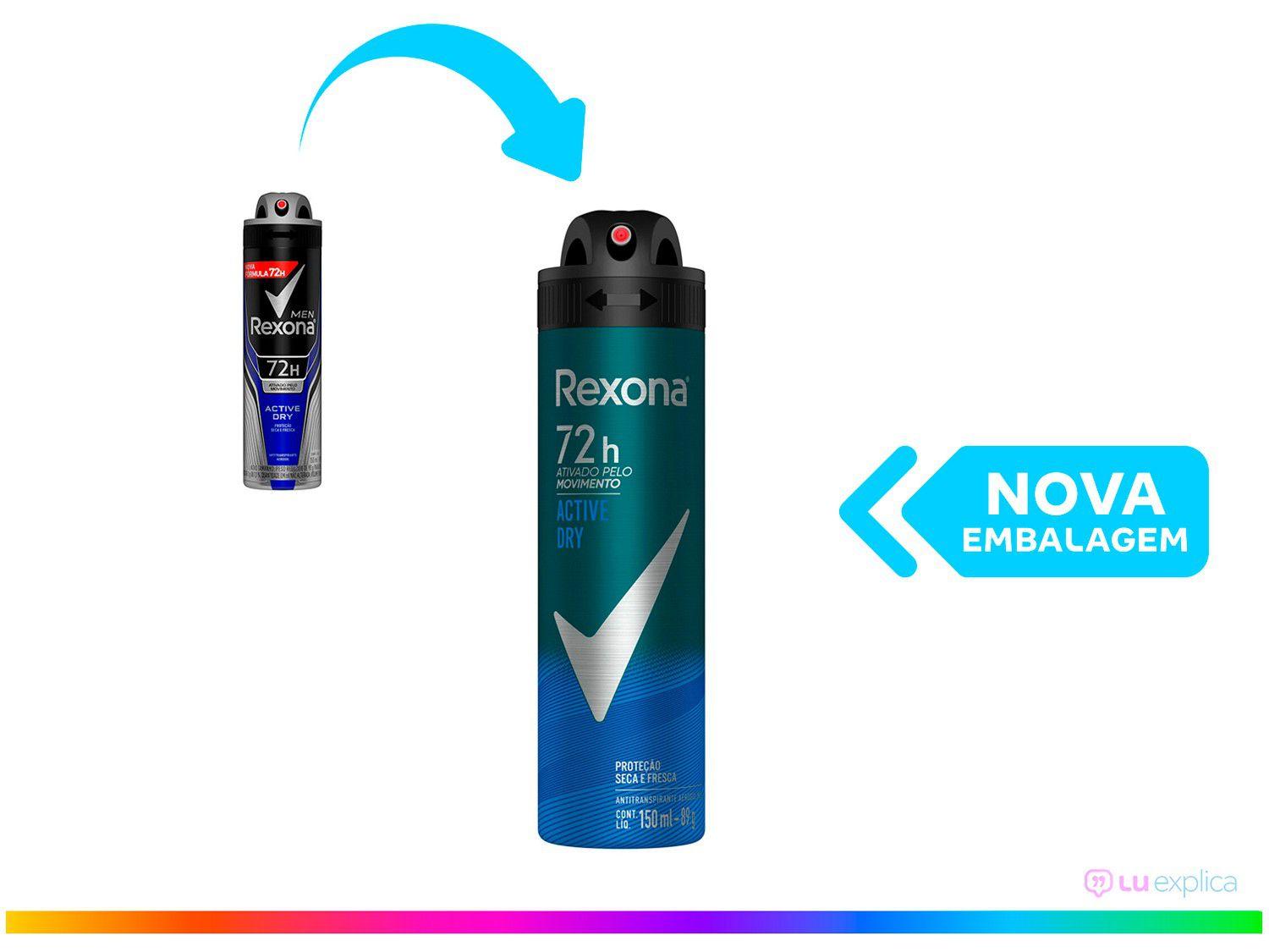 Desodorante Antitranspirante Aerosol Masculino Rexona Active Dry 72 ...