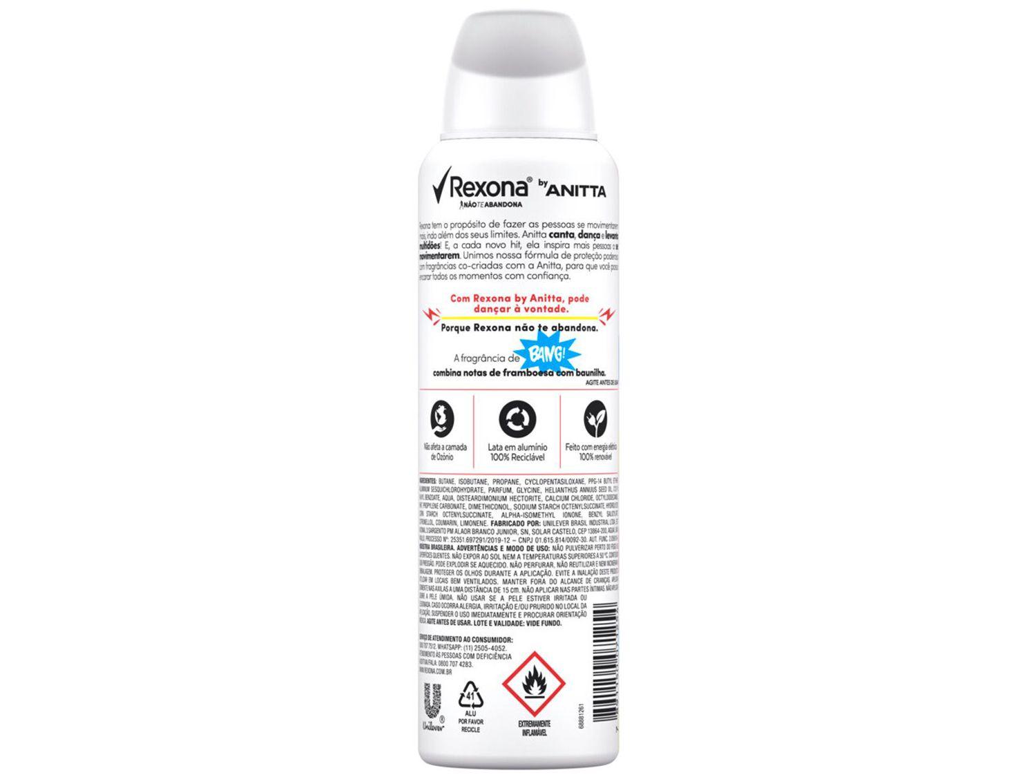 Desodorante Antitranspirante Aerossol Rexona Bang by Anitta Bang 72 ...