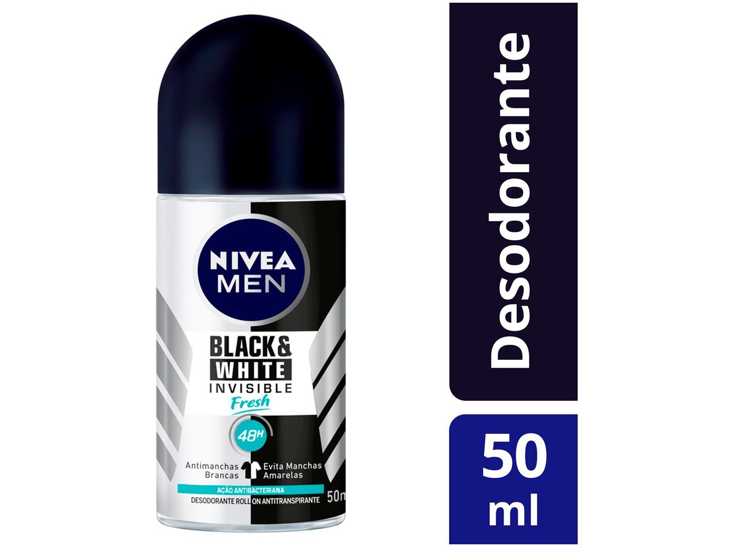 Desodorante Antitranspirante Roll On Nivea Men Invisible for Black & White Fresh Masculino