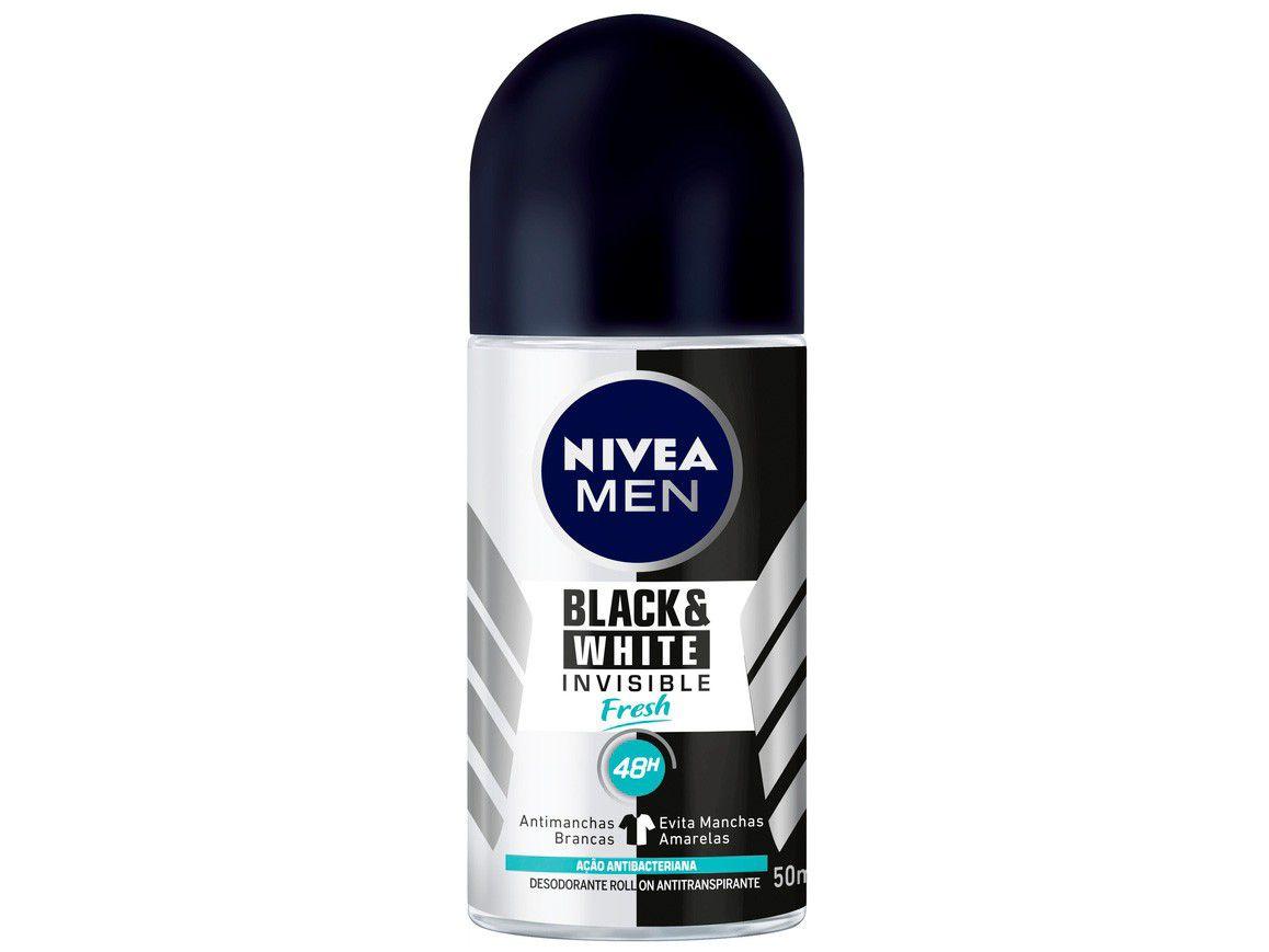 Desodorante Antitranspirante Roll On Nivea Men Invisible for Black & White Fresh Masculino