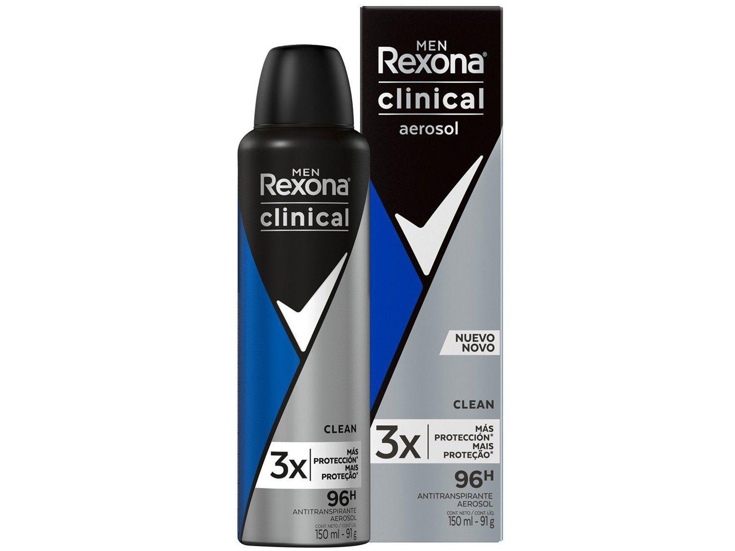 Desodorante Rexona Clinical Clean Aerosol - Antitranspirante Masculino ...