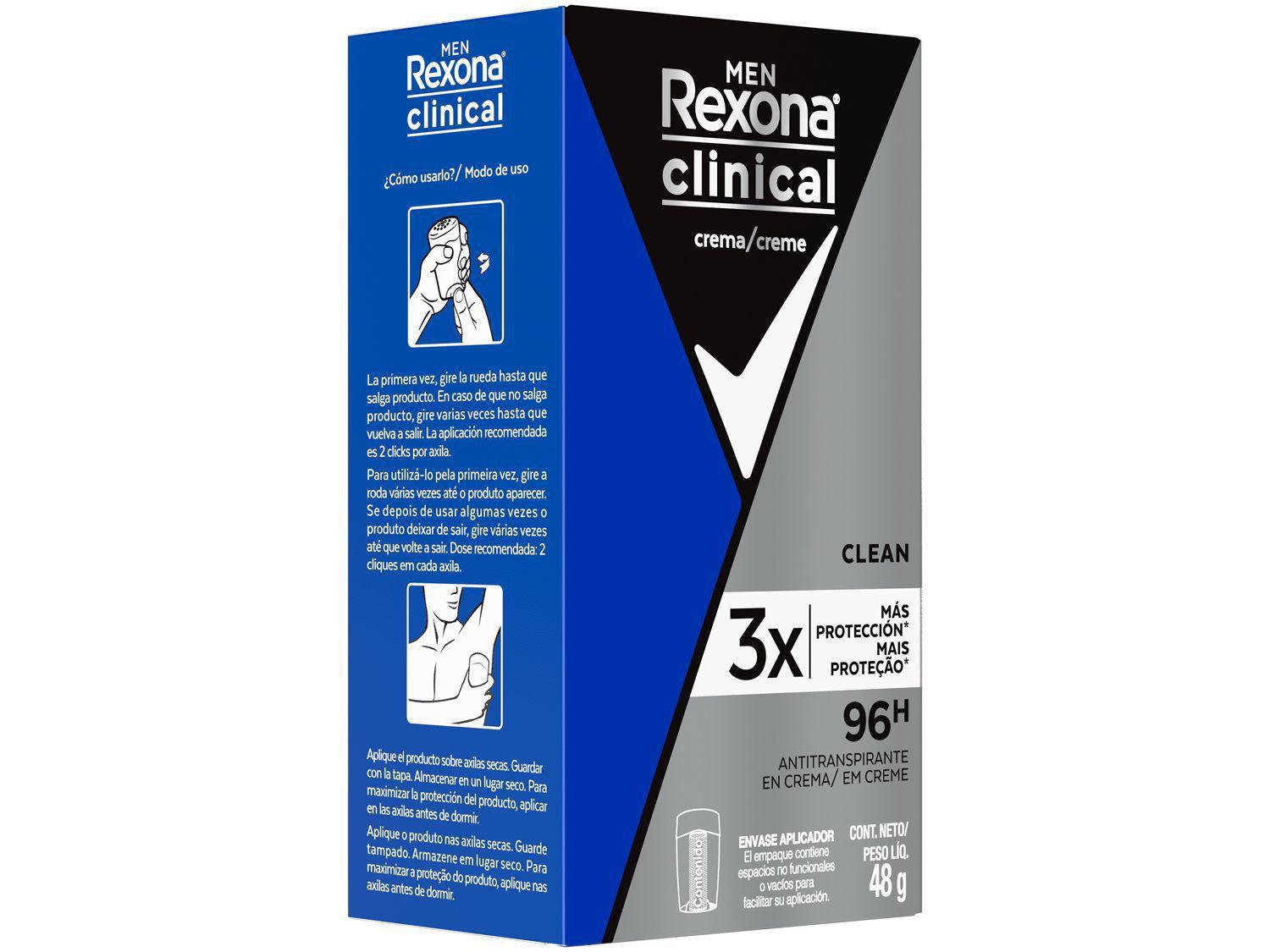 Desodorante Rexona Clinical Clean Creme - Antitranspirante Masculino ...