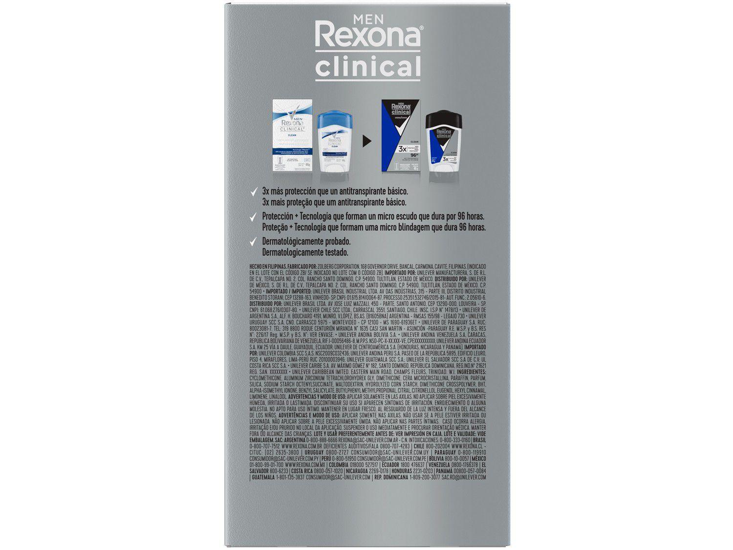 Desodorante Rexona Clinical Clean Creme - Antitranspirante Masculino ...
