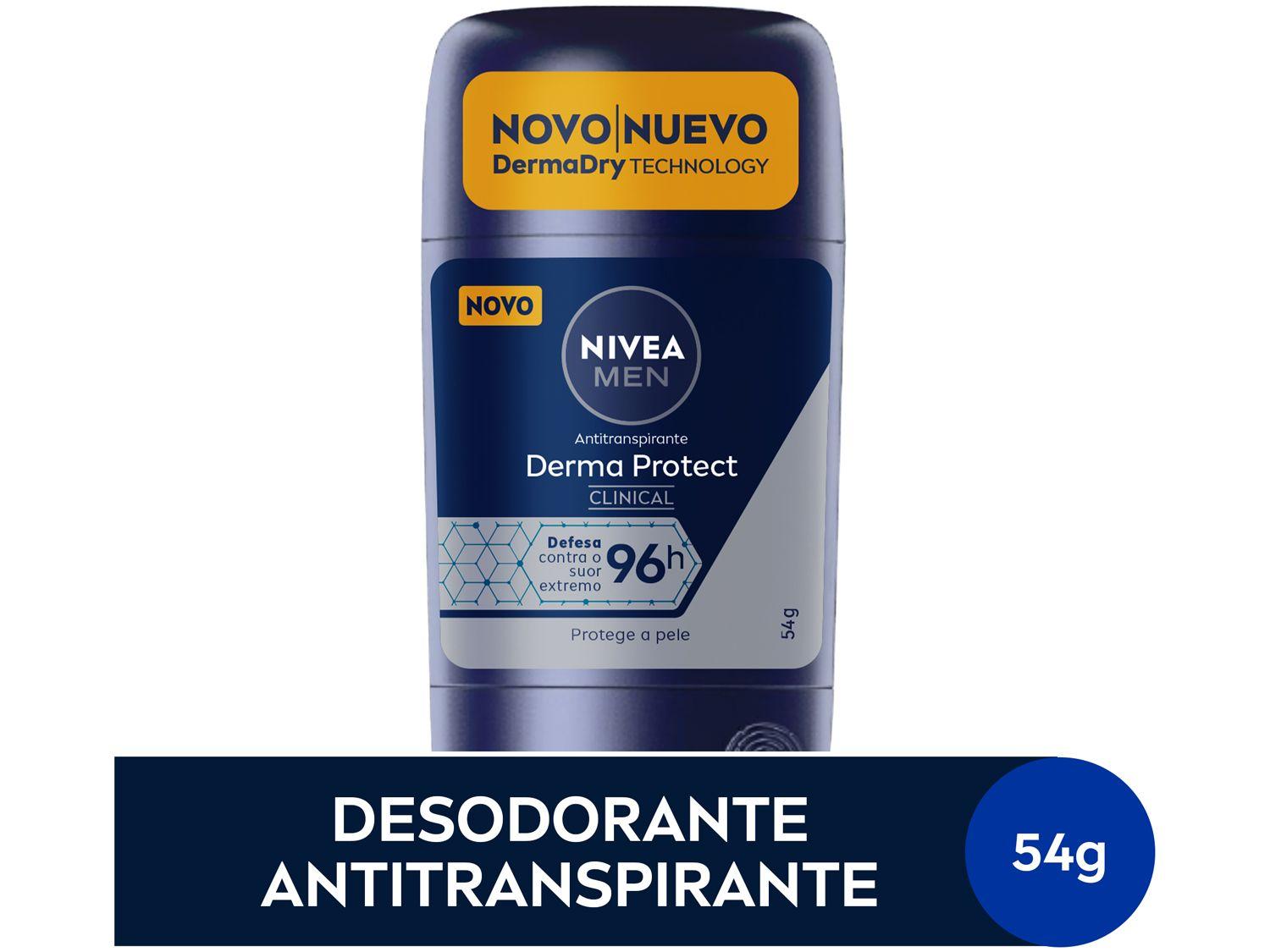 Desodorante Stick Antitranspirante Nivea Men Clinical Derma Protect Masculino 96 horas 54g