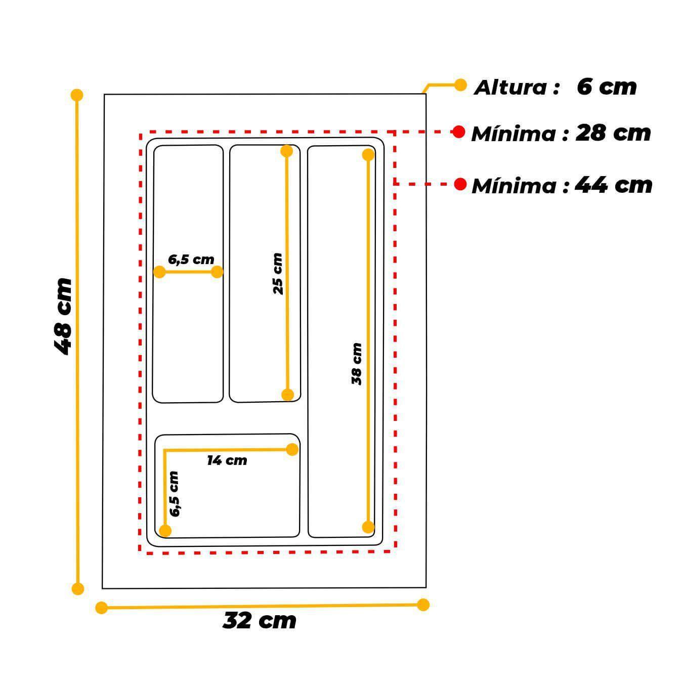 Divisor de Talheres para Gavetas 31 x 47 cm com 4 Cavidades - IDEAL ...